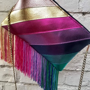 Rainbow Fringe Bag in Metallic Faux Leather - Etsy