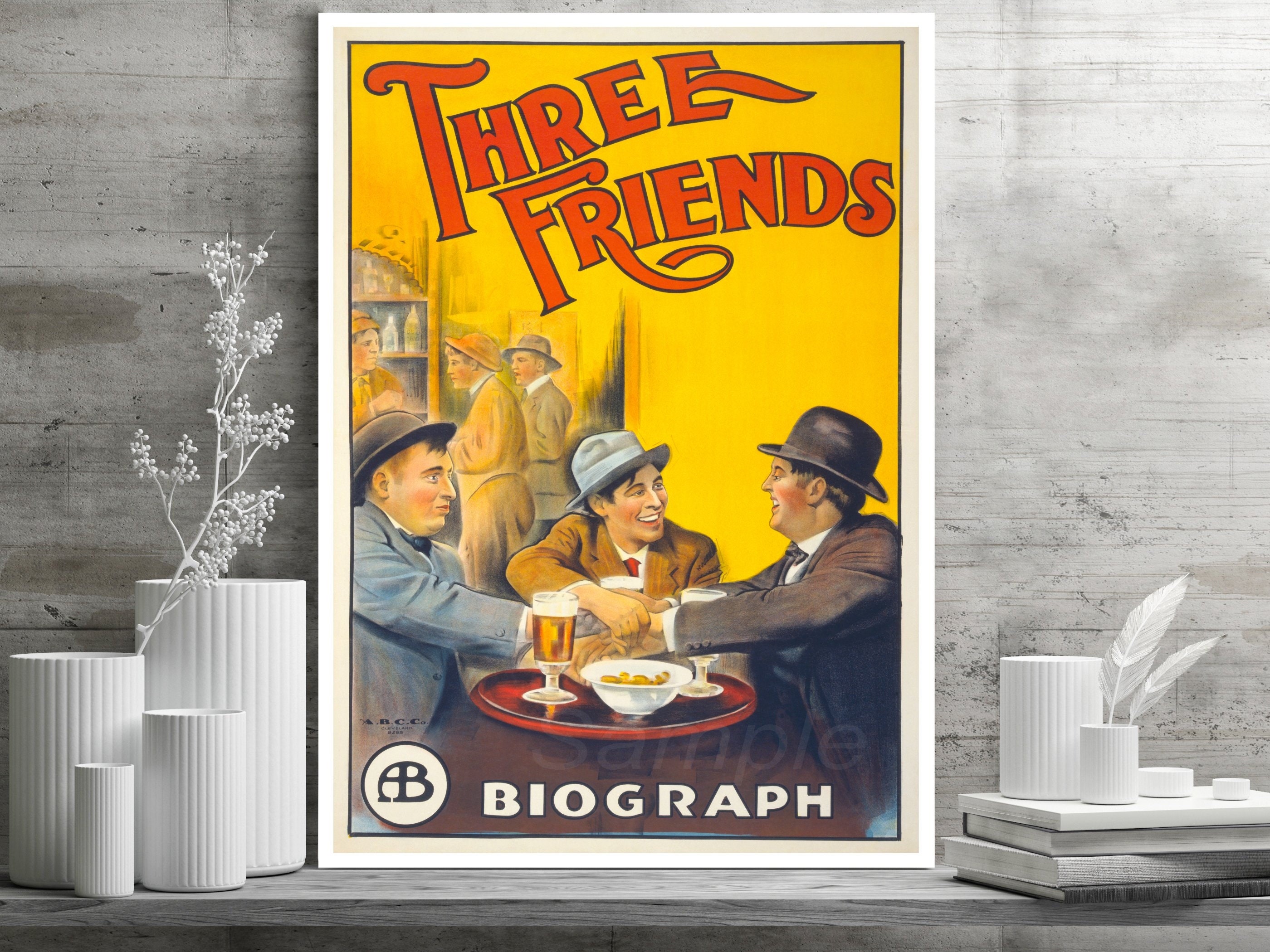 Vintage Three Friends Beer / Pub Advertising Poster Print | Etsy