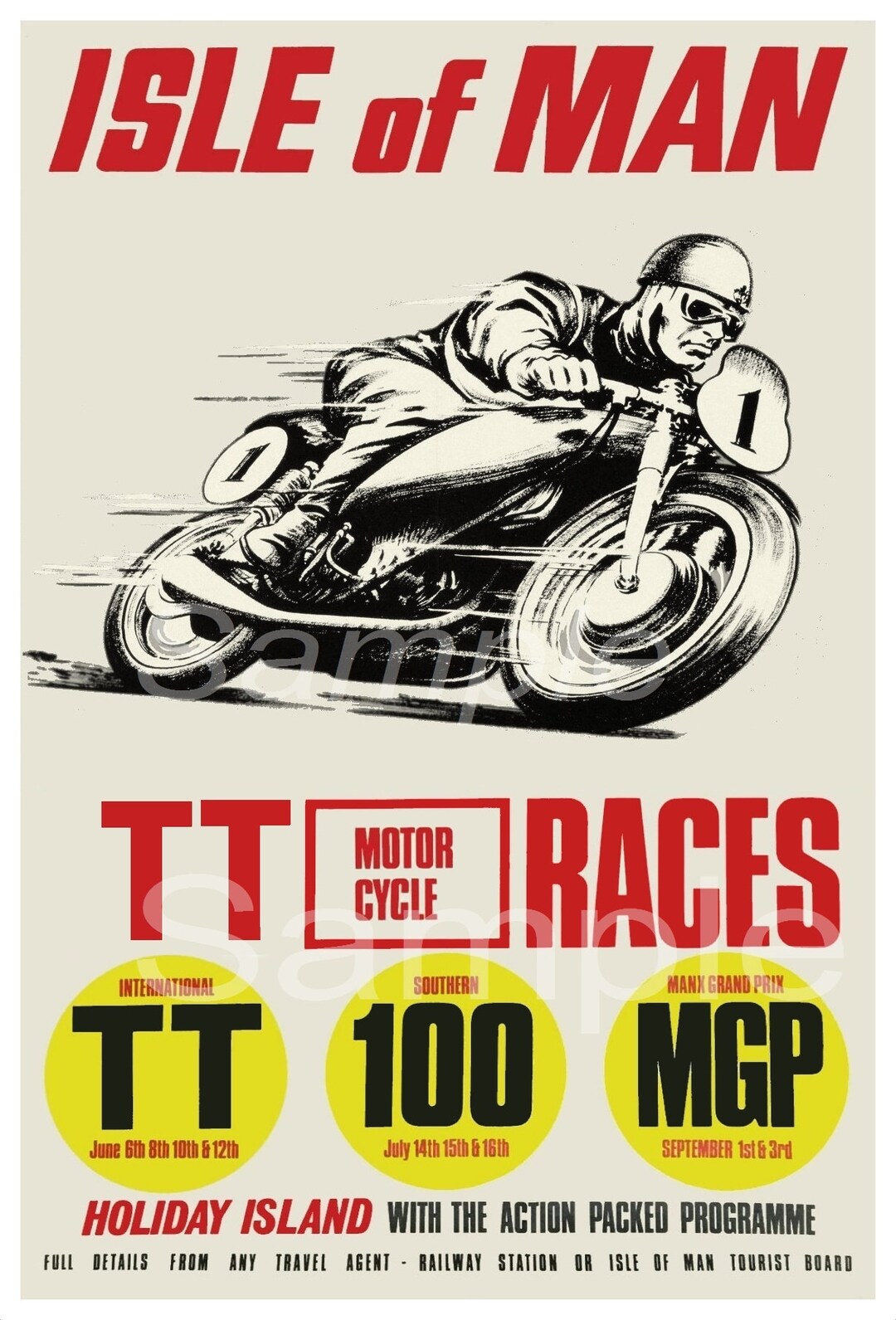 TT04 Vintage Isle of Man TT Motorbike Racing Poster Print - Etsy