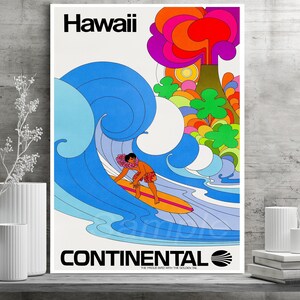 Vintage Hawaii Continental Travel Poster Print - Etsy
