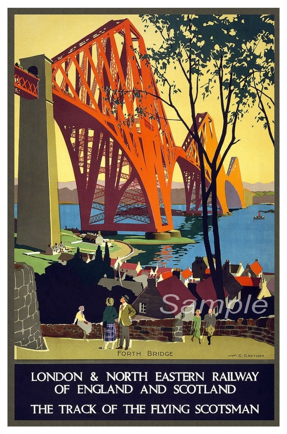 Vintage LNER Forth Bridge Scotland Poster Print | Etsy