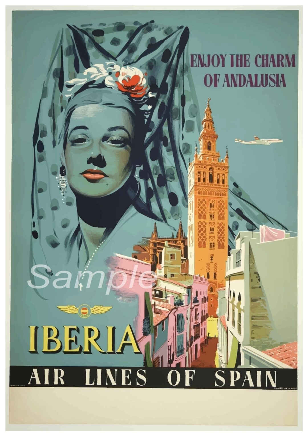 Vintage Iberia Air Lines of Spain Travel Poster Print - Etsy UK