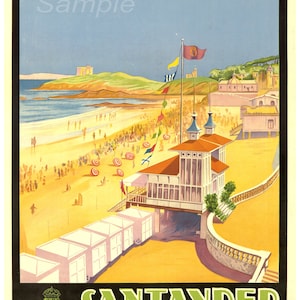 Vintage Visit Spain Santander Travel Poster Print - Etsy