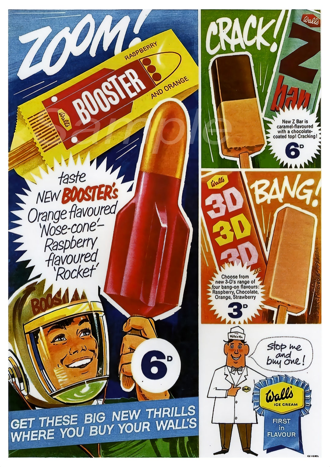 Vintage 1960's Walls Ice Lolly Advertising Poster Print - Etsy