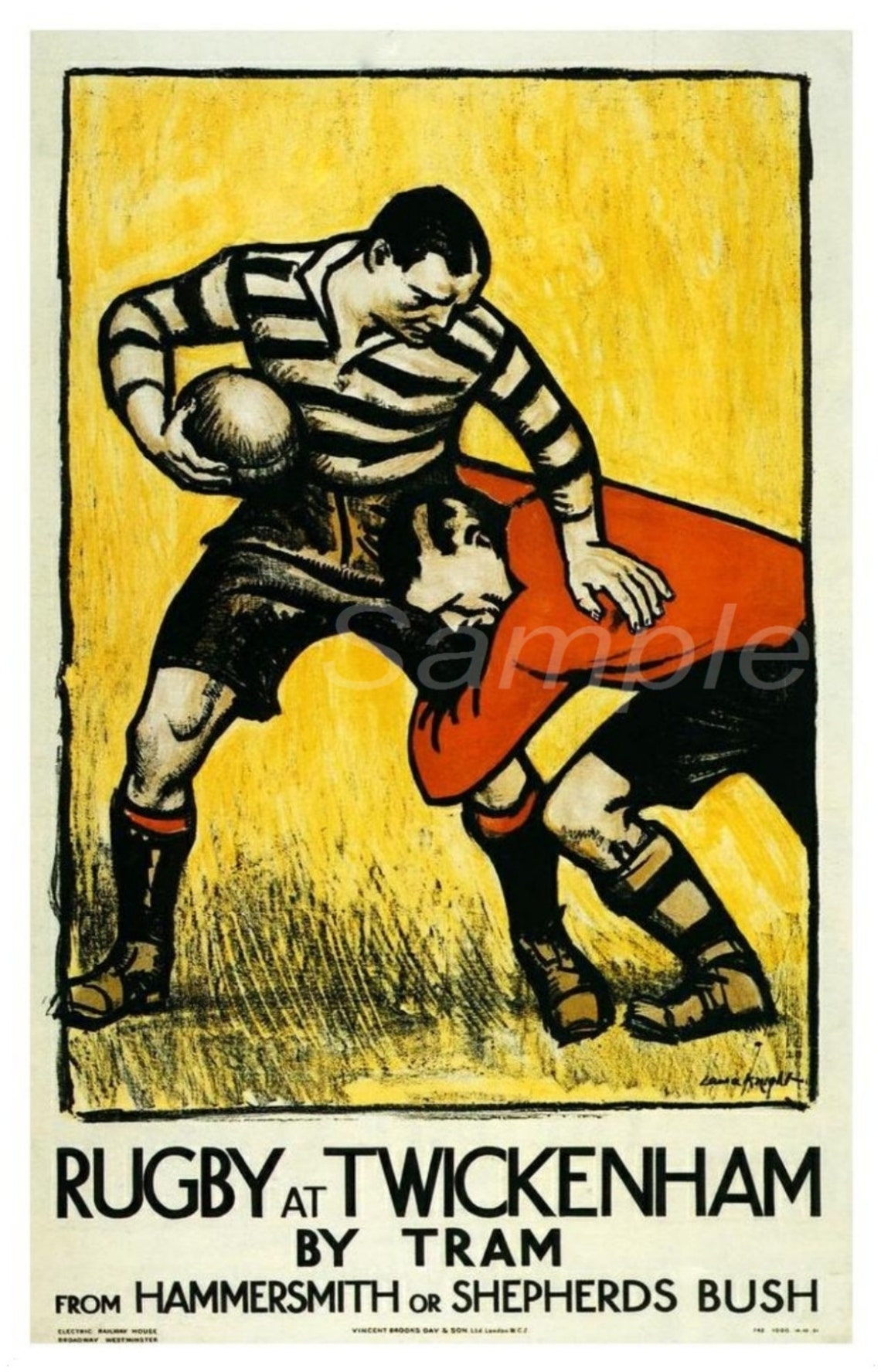 Vintage Rugby at Twickenham by Tram Travel Poster Print | Etsy UK