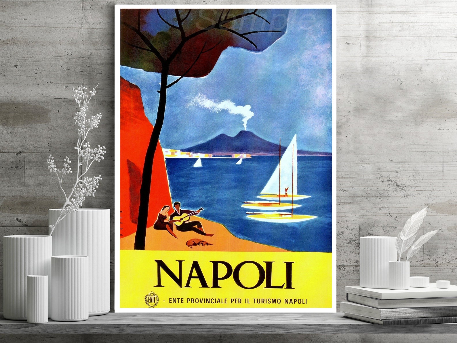 Vintage Napoli Italy Travel Poster Print | Etsy UK