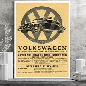 VB02 Vintage VW Volkswagen Beetle Advertising Poster Print - Etsy UK