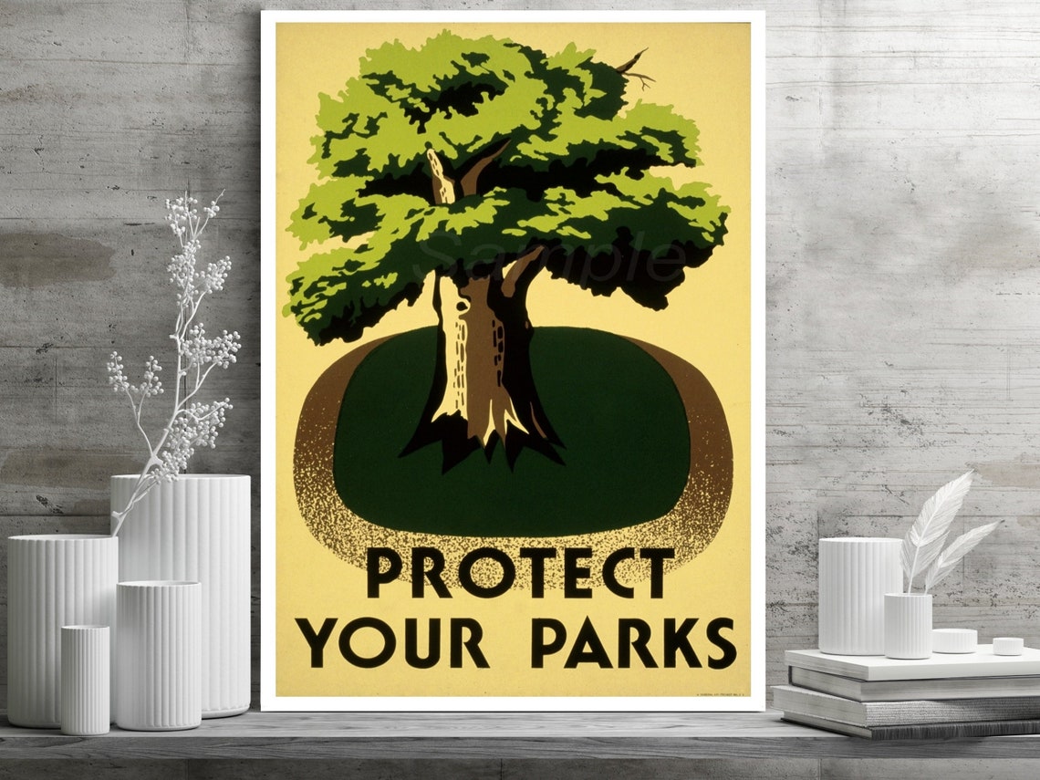 Vintage Protect Your Parks Poster Print | Etsy