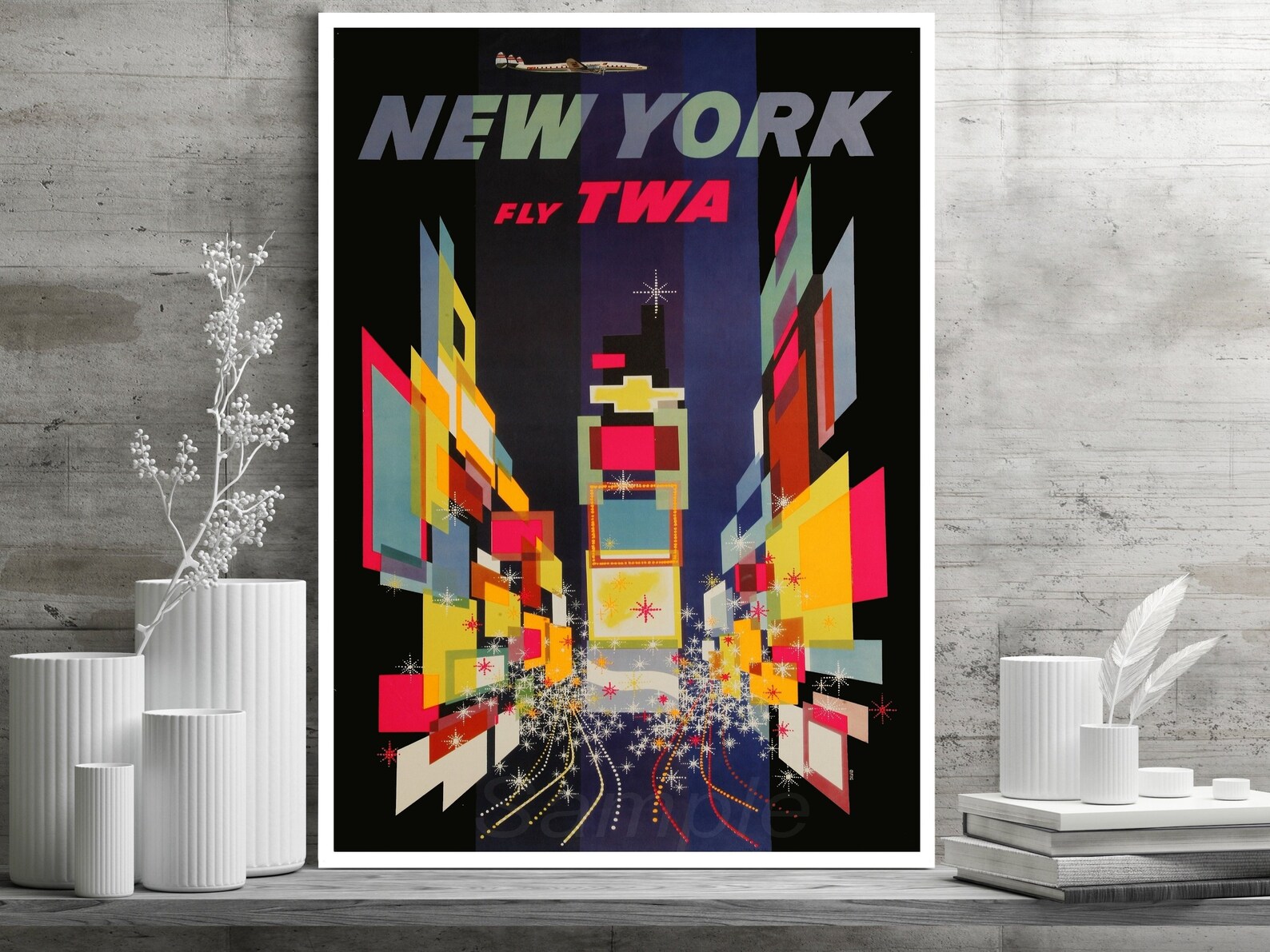 Vintage New York TWA Travel Poster Print - Etsy