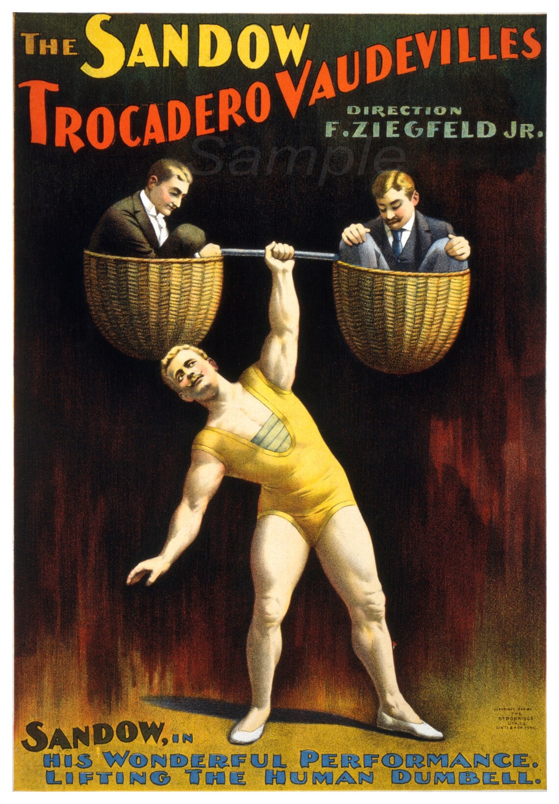 Vintage the Sandow Strong Man Lifting Poster Print - Etsy