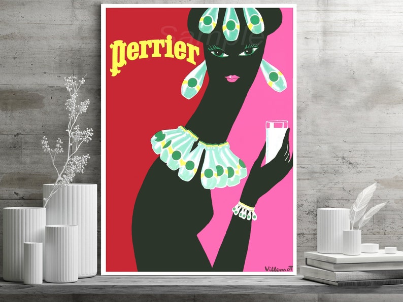 Vintage Perrier Advertising Poster Print | Etsy
