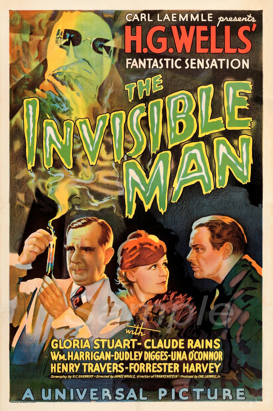 Vintage the Invisible Man Movie Poster Print - Etsy