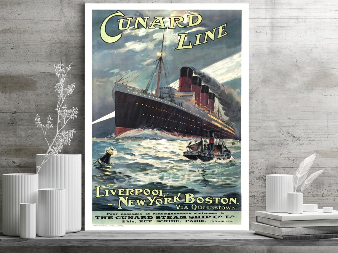 Vintage Cunard Line Liverpool New York Advertising Poster - Etsy