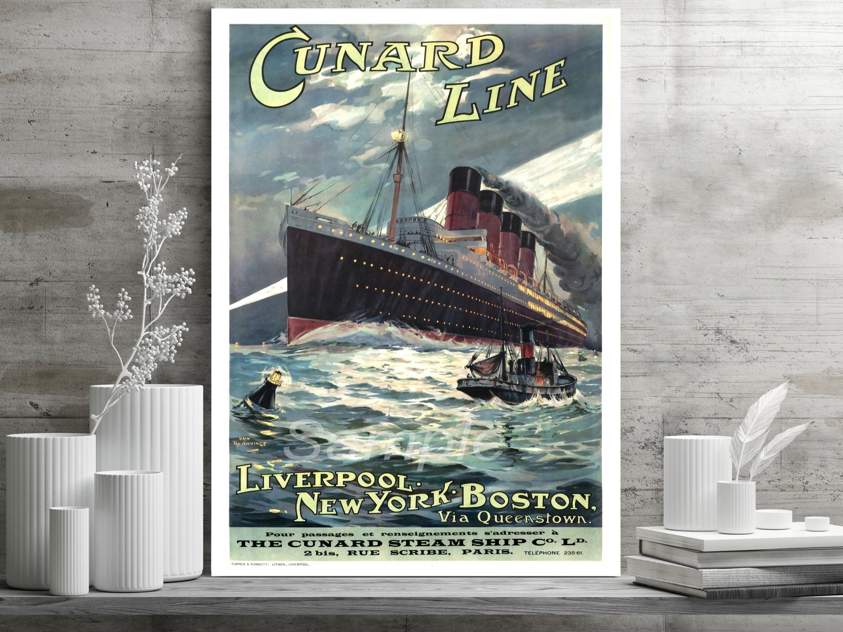 Vintage Cunard Line Liverpool New York Advertising Poster - Etsy