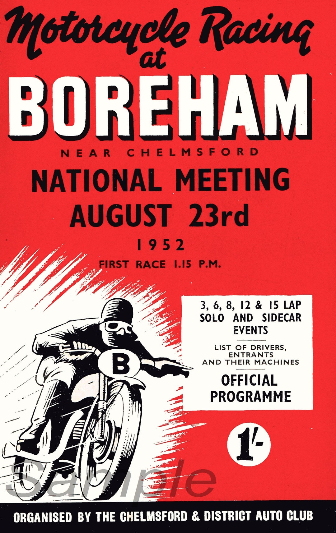 BR02 Vintage Motorcycle Racing Boreham Poster Print - Etsy