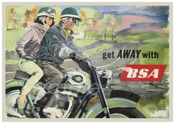 Vintage BSA Motorcycle Advertising Poster Print | Etsy