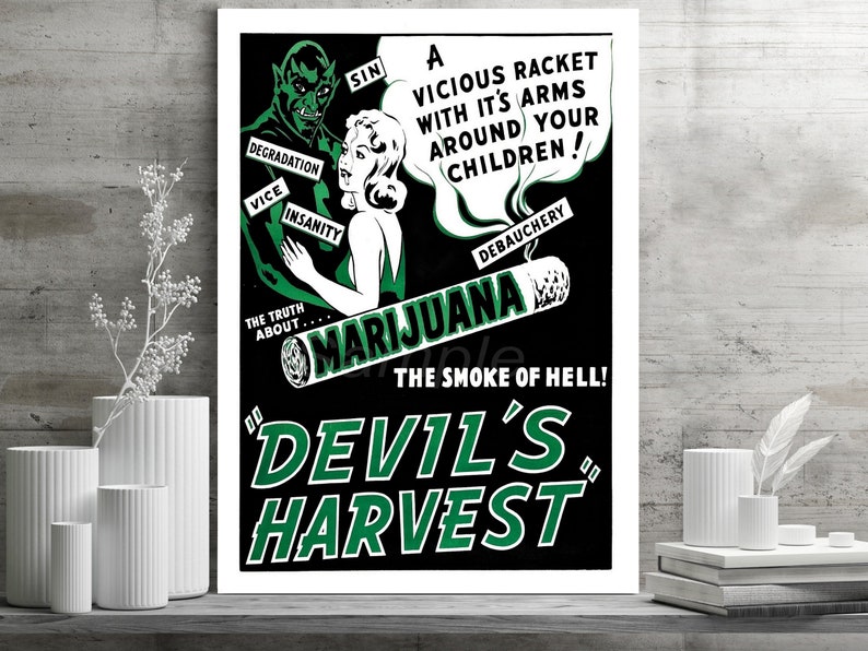 Vintage Devil's Harvest Marijuana Smoke of Hell Poster - Etsy