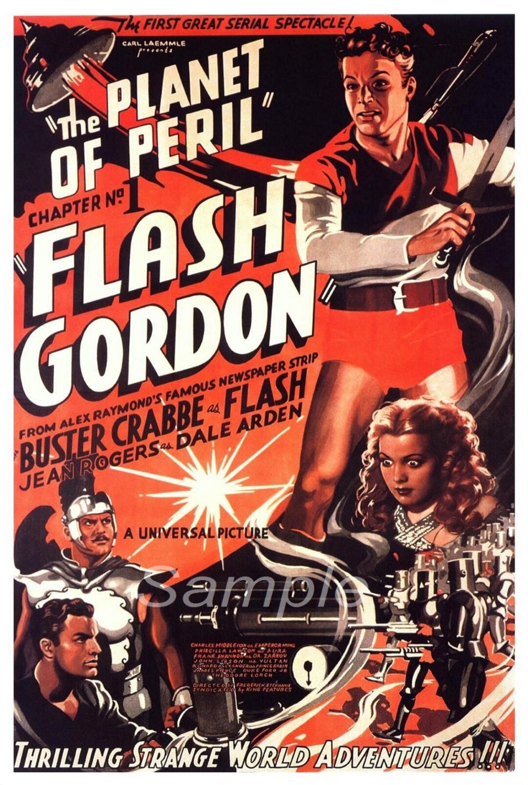 Vintage Flash Gordon the Planet of Peril Movie Poster Print - Etsy