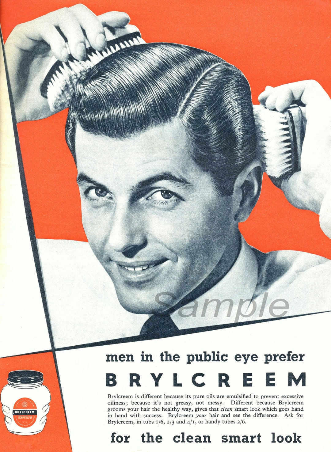 BR03 Vintage Brylcreem Advertising Poster Print - Etsy