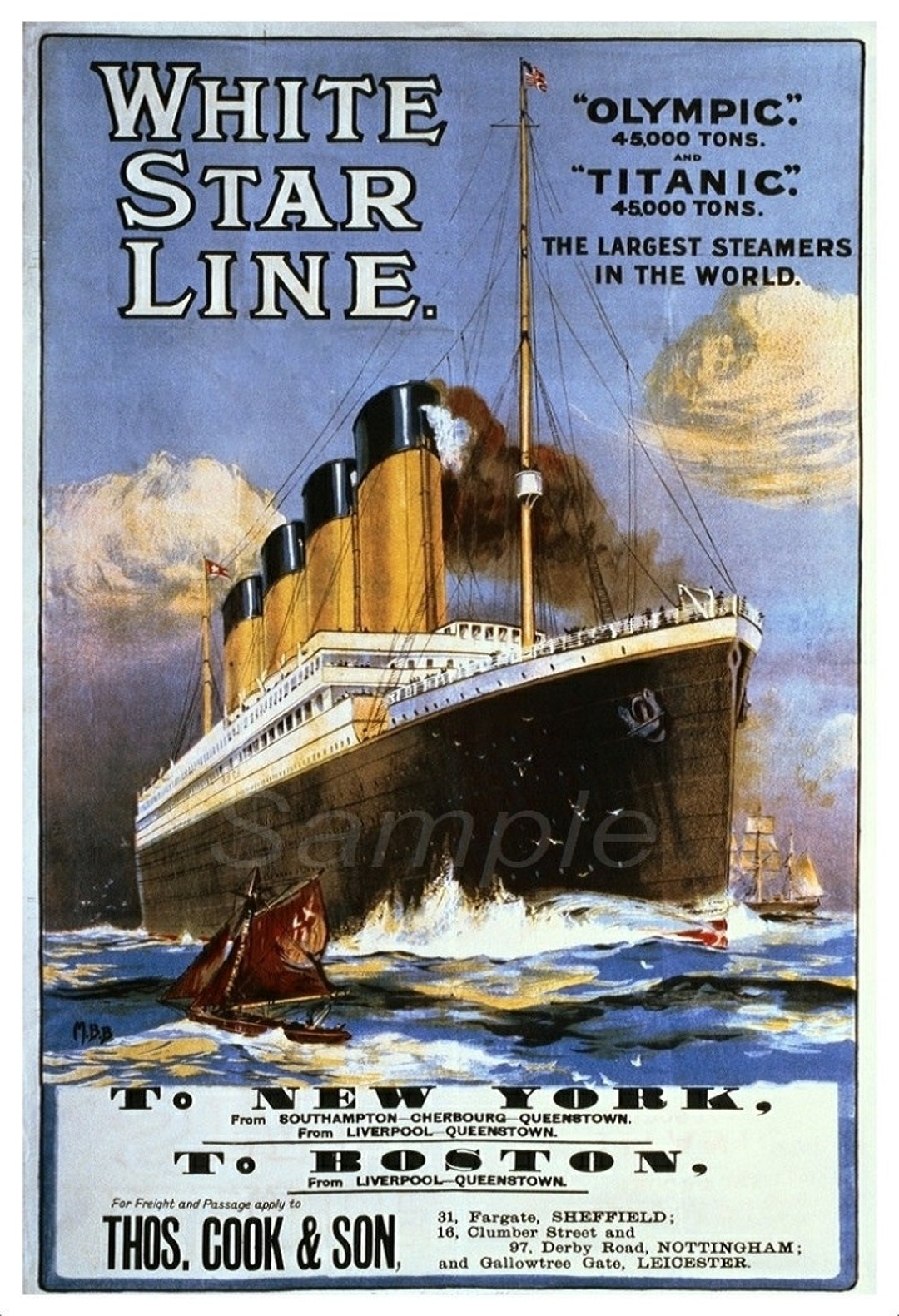 Vintage White Star Line Titanic & Olympic Poster Print - Etsy