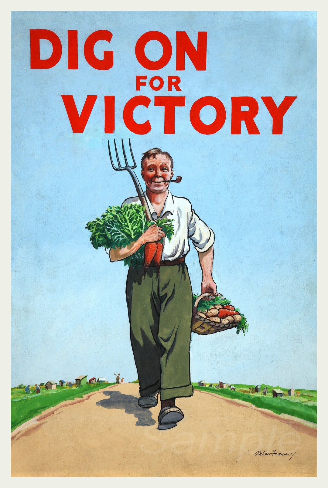 Vintage Dig on for Victory War Poster Print - Etsy