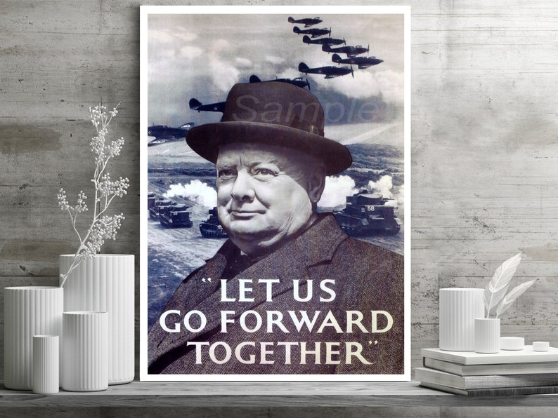 Vintage Let Us Go Forward Together Winston Churchill Poster - Etsy