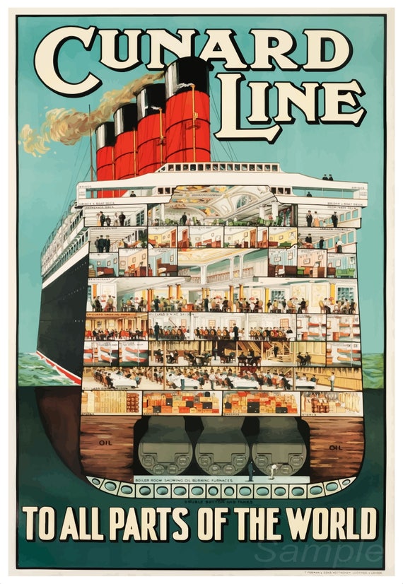 Vintage Cunard Line Cruise Shipping Poster Print - Etsy