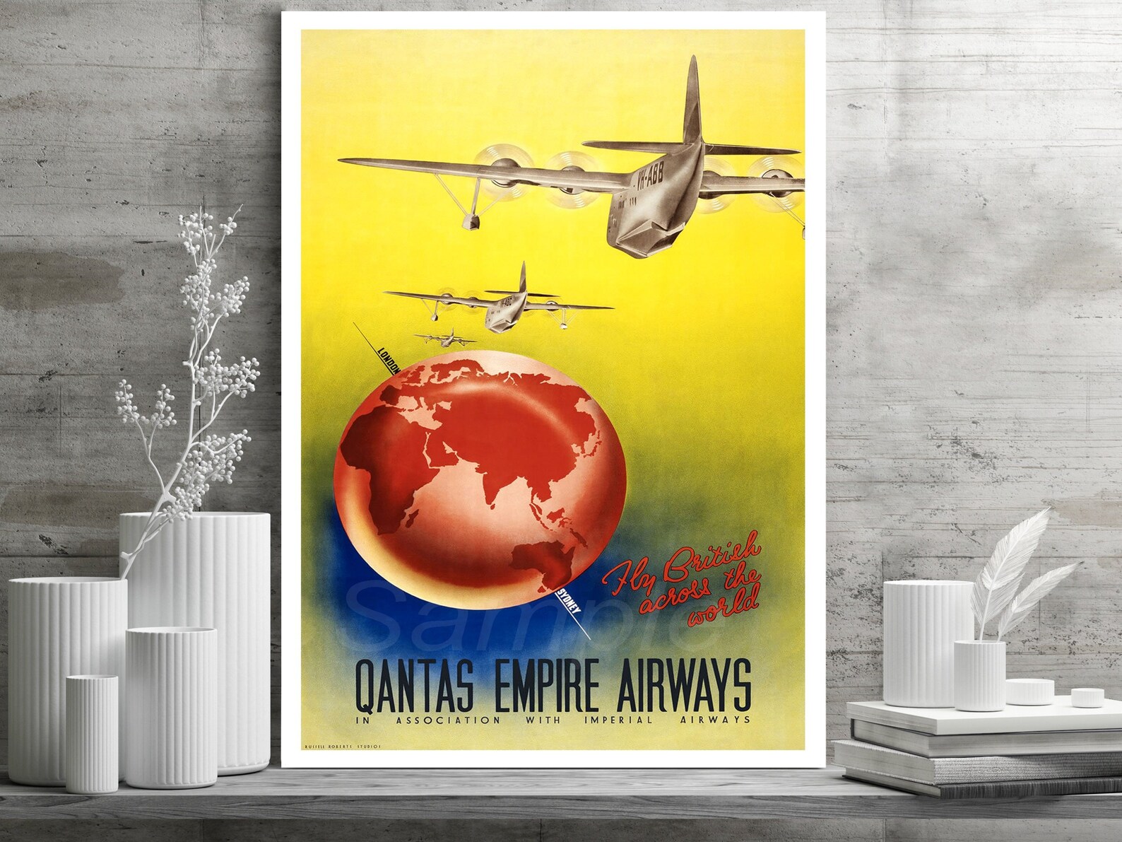 Vintage Qantas Airways Air Travel Poster Print - Etsy UK