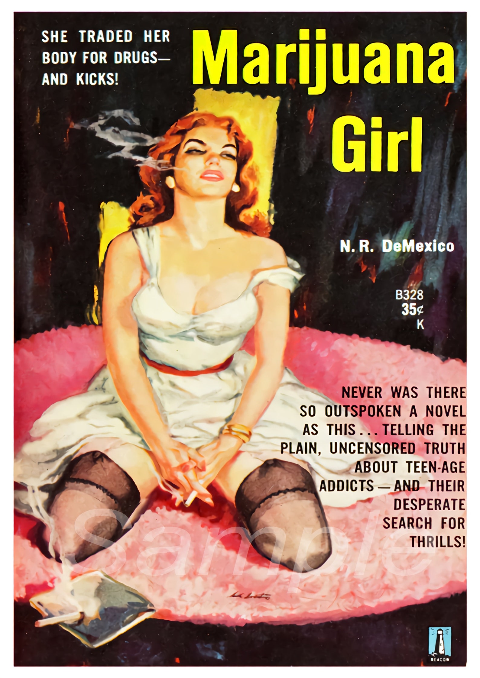 Vintage Marijuana Girl Poster Print | Etsy