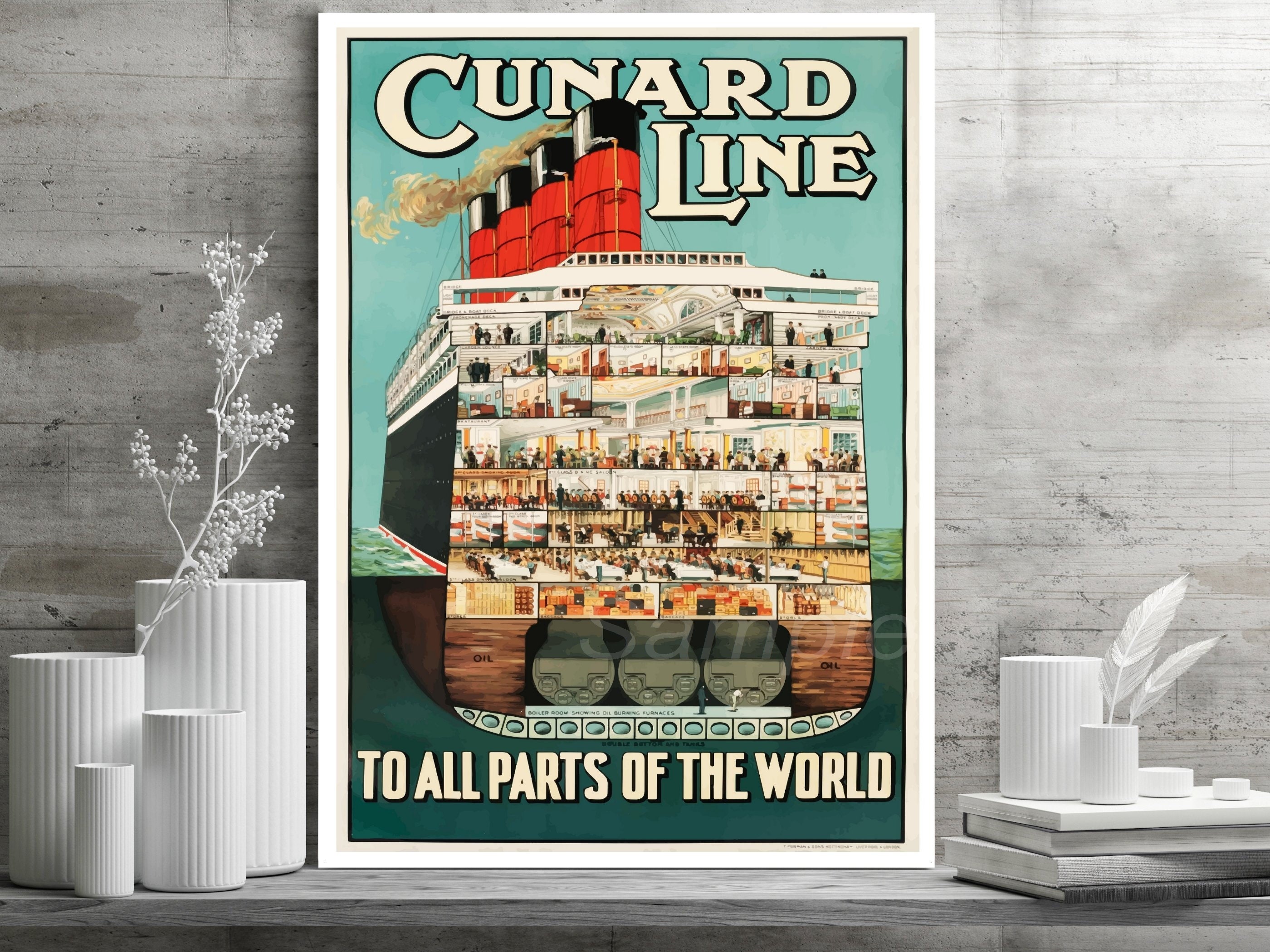 Vintage Cunard Line Cruise Shipping Poster Print - Etsy