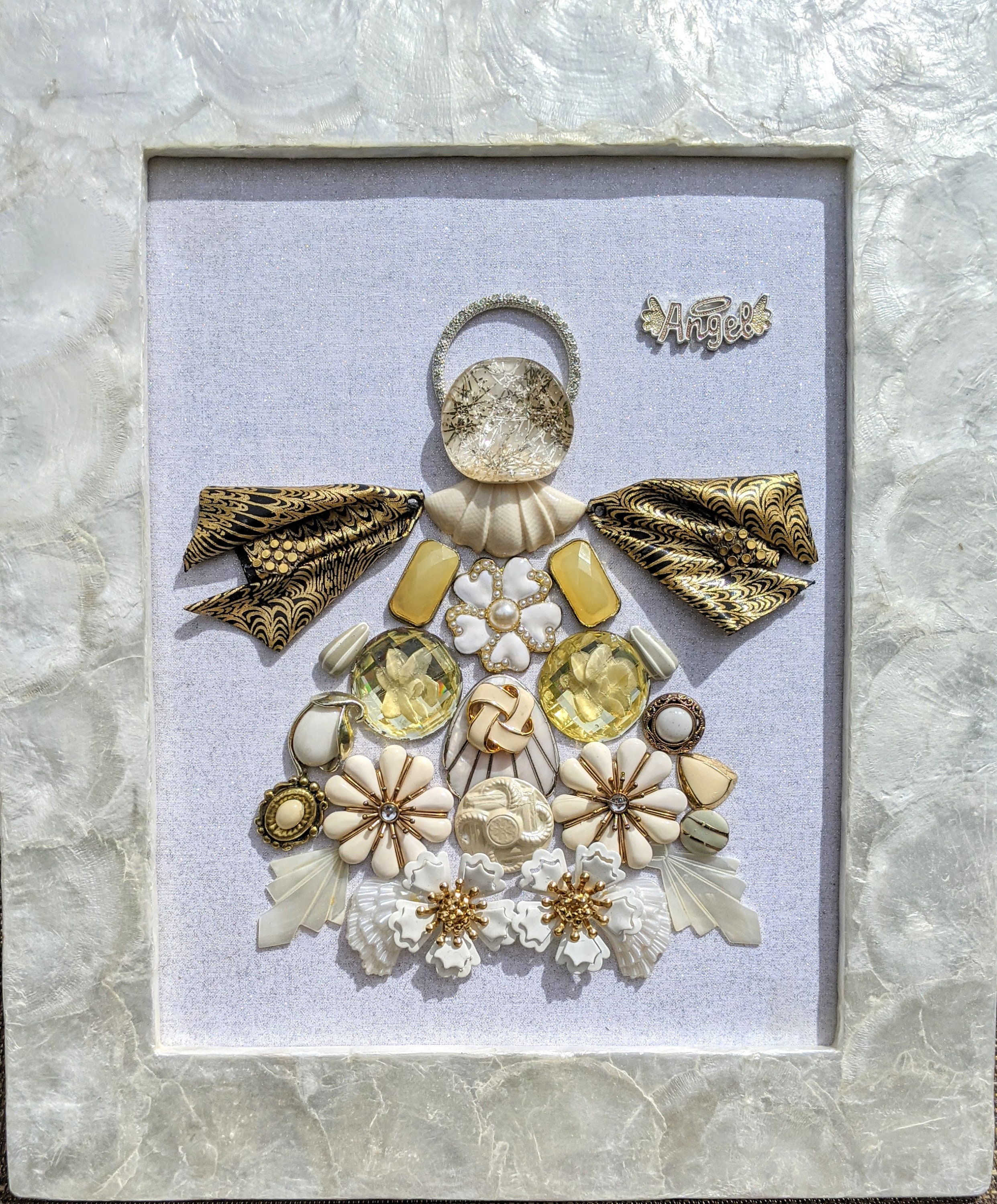 Angel in Ivory and Gold With a Capiz Shell Frame - Etsy
