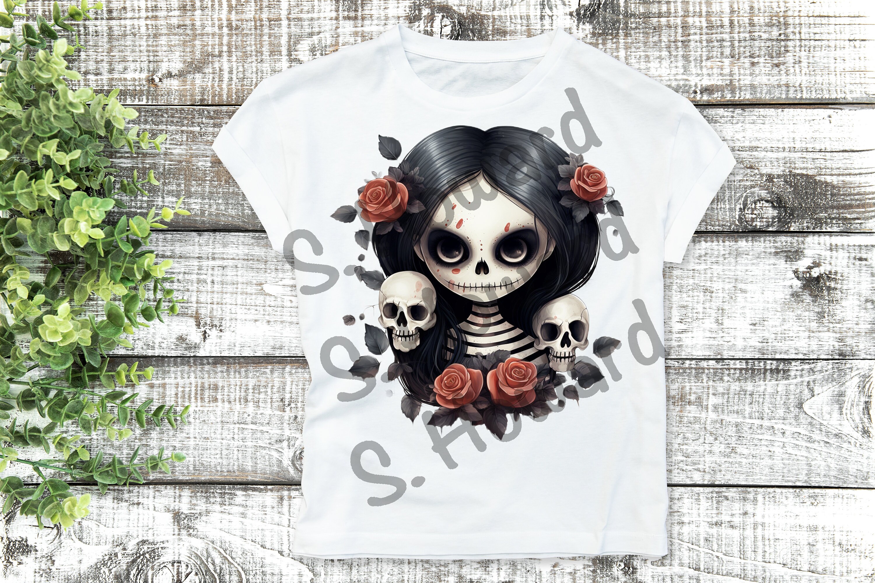 Cute Gothic Skeleton Girl Shirt 5 PNG Download - Etsy