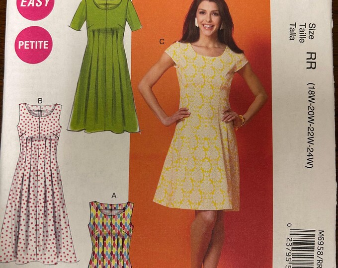 Mccall's Pattern 6958 - Lovely Figure Flattering Dress - Petite Szs 18W ...