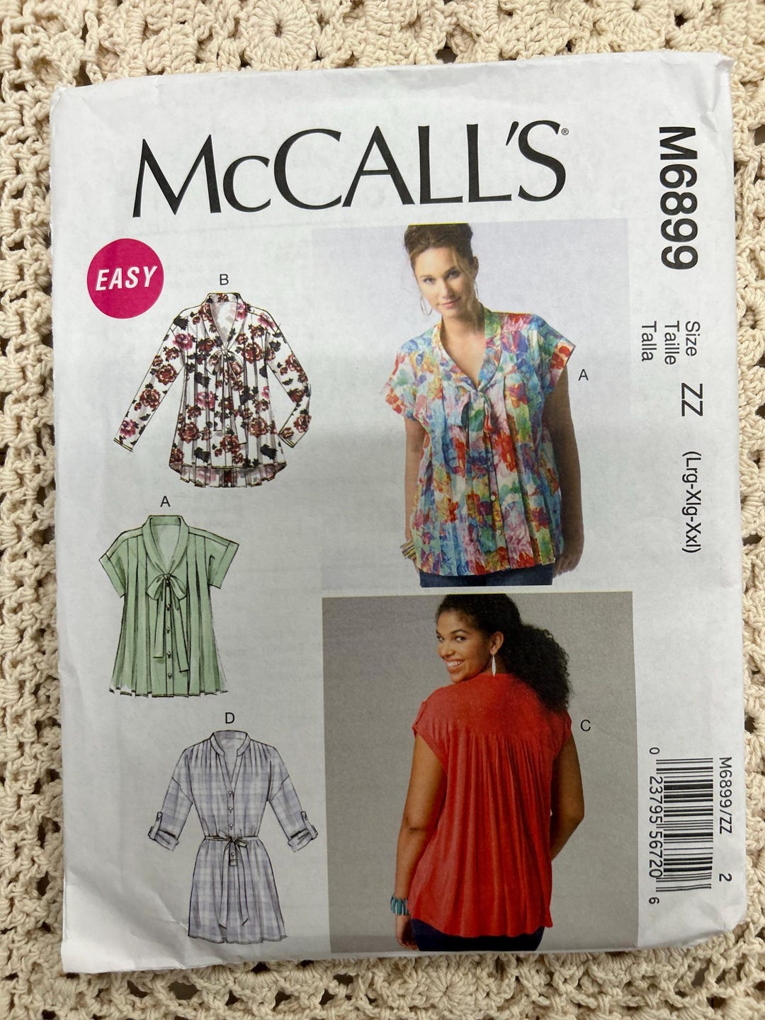 Mccalls Sewing Pattern 6899 New and Uncut Szs Lg-xlg-xxl Blouses - Etsy