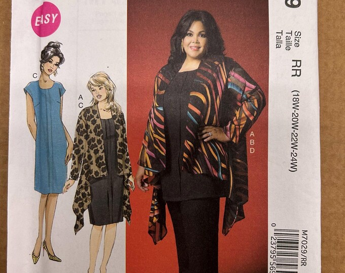 Mccall's Pattern 6958 Lovely Figure Flattering Dress Petite Szs 18W-24W ...