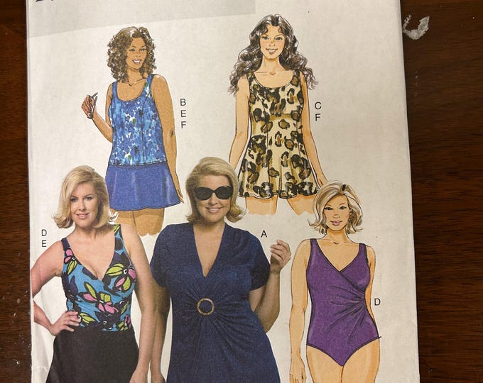 Butterick Sewing Pattern 5795 - Bathing Suit & Coverup - Szs 18W-24W ...