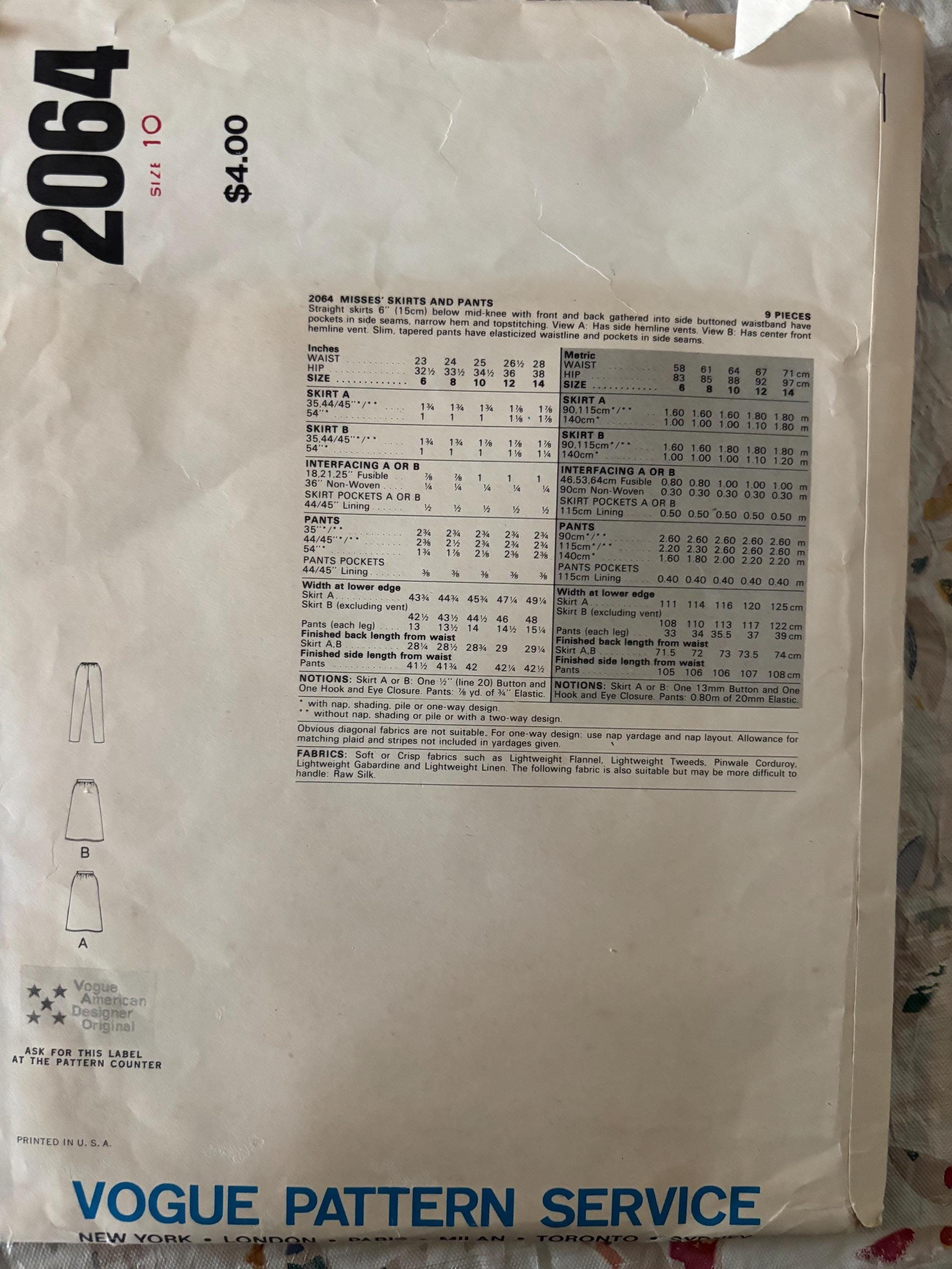 Calvin Klein for Vogue 2064 Vintage 1979 - Sz 10 - Uncut Factory Folded ...