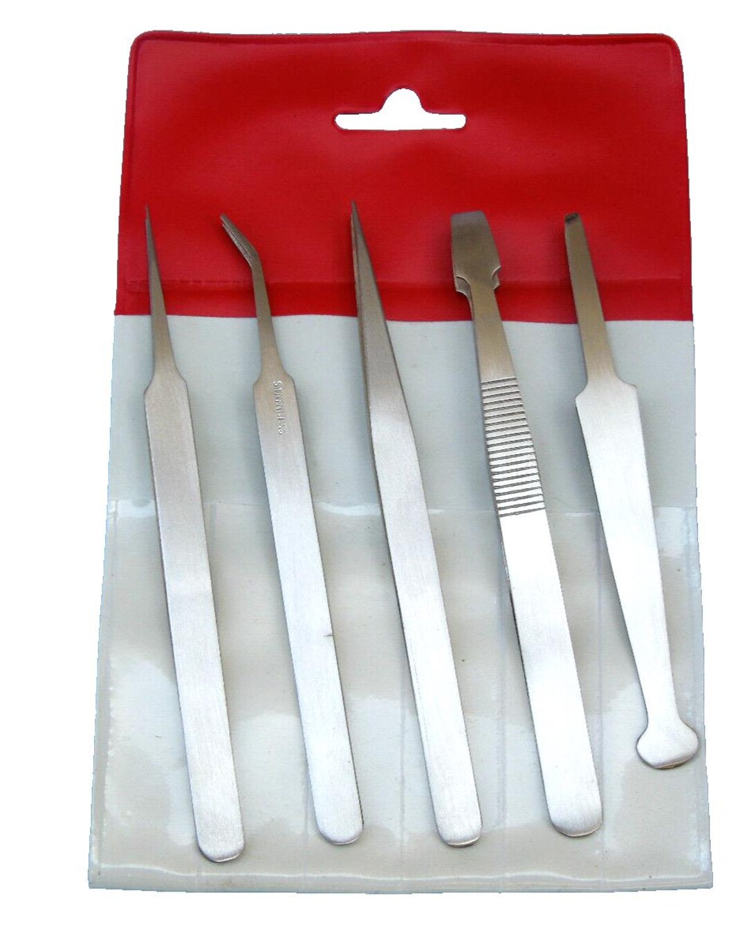 5 Pc Tweezers Set Stainless Steel Hobby Craft Jewelry Watch Repair ...