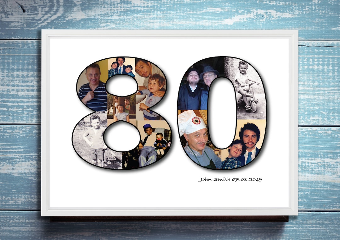 80th Birthday Photo Collage Print / Digital Print / A4 Print / - Etsy