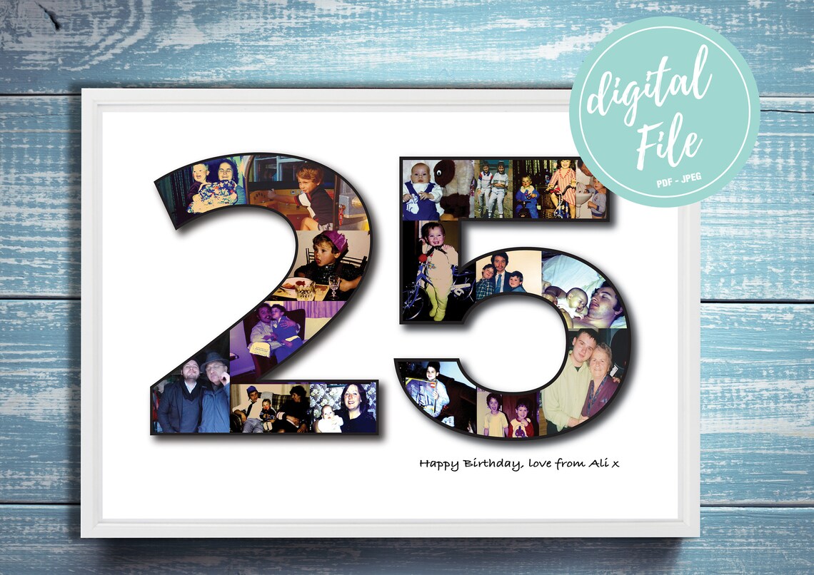 DIGITAL DOWNLOAD 25th Birthday Photo Collage Print / digital | Etsy