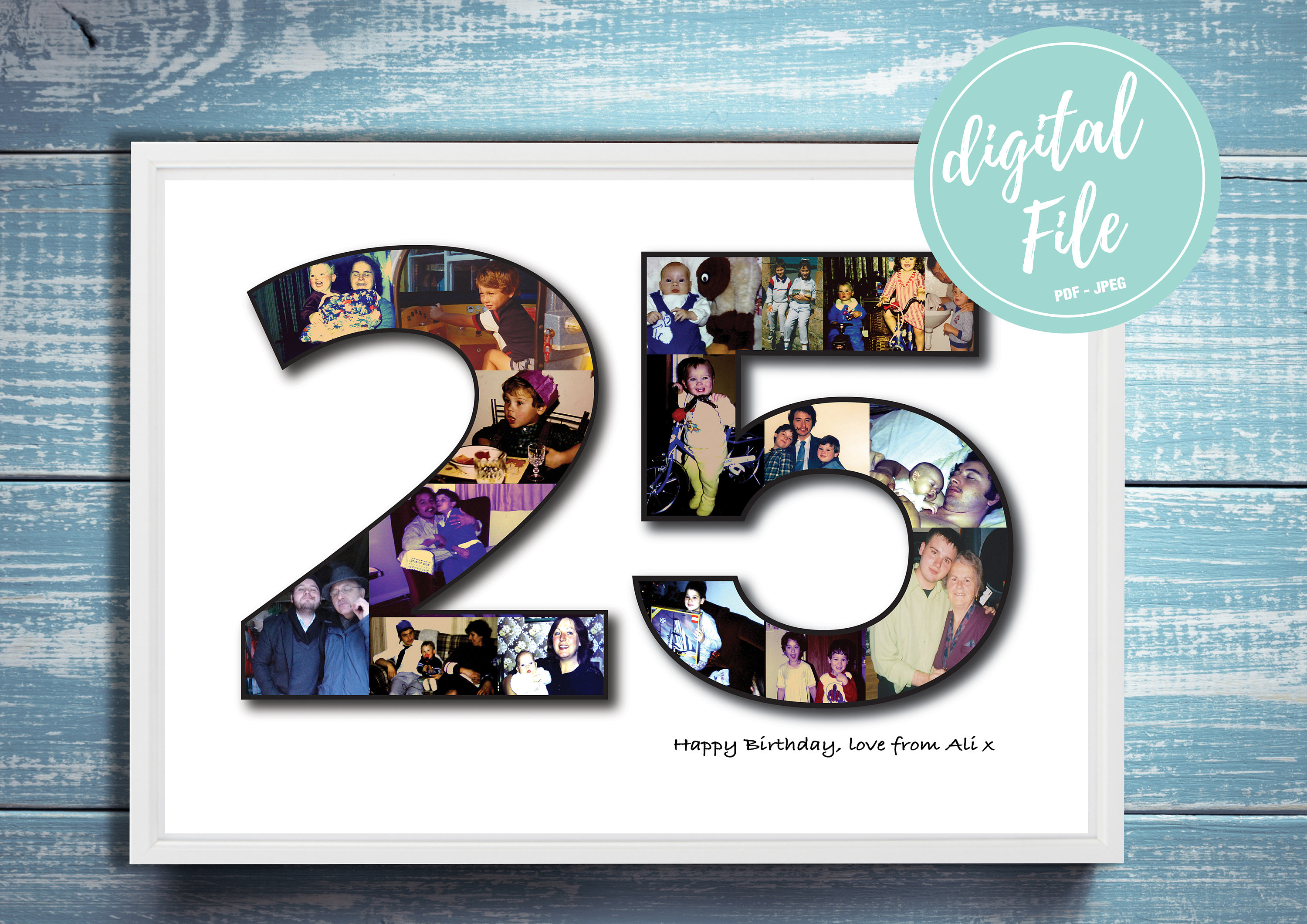 DIGITAL DOWNLOAD 25th Birthday Photo Collage Print / digital | Etsy