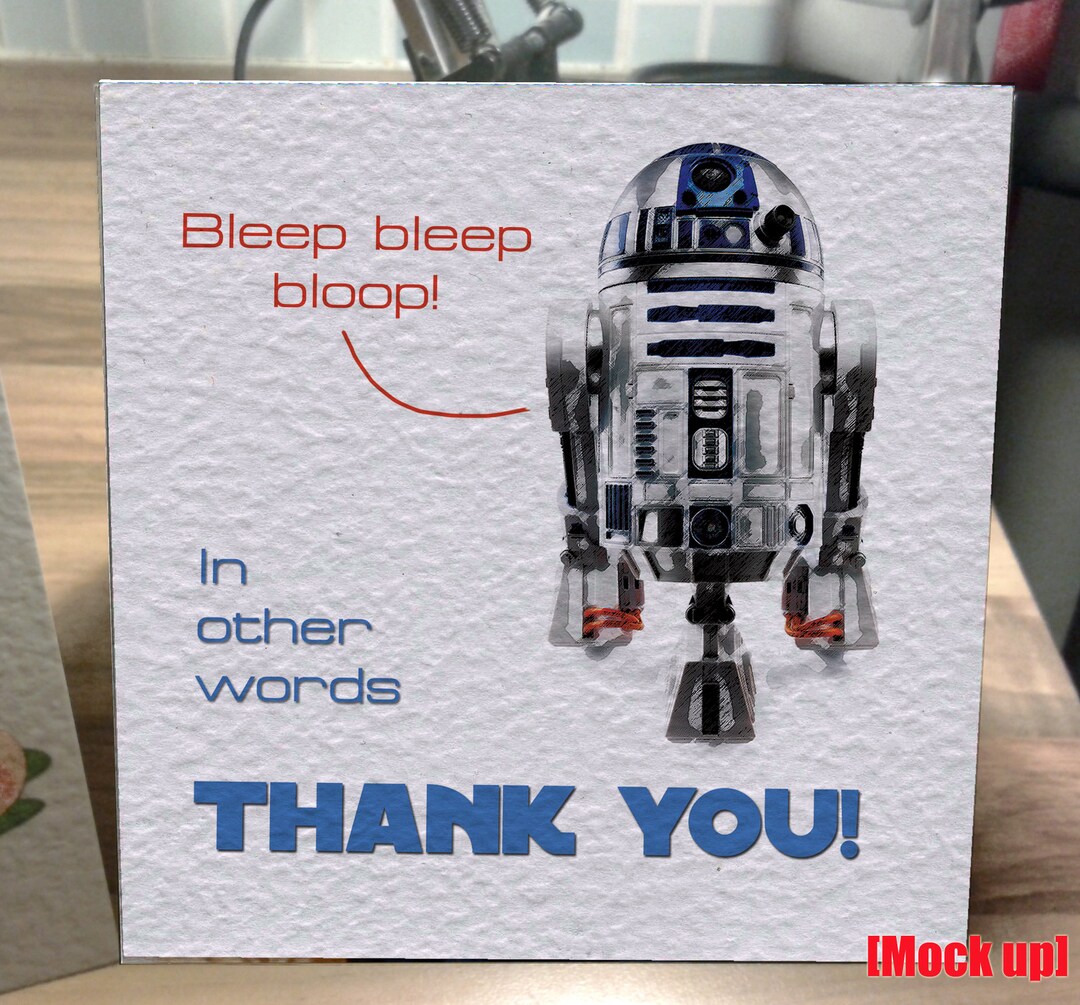 R2D2 Star Wars Thank You Card - Normal or Personalised - Single or Pack ...