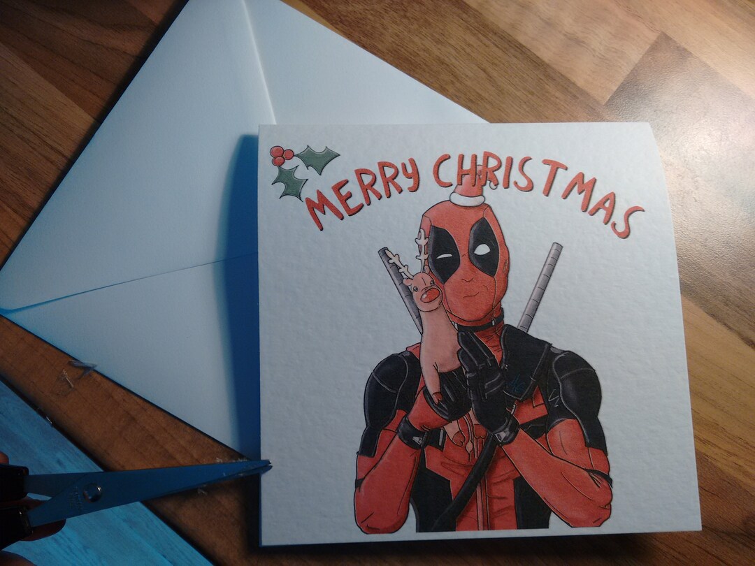 Drawn by Seller Handmade Deadpool Christmas Card! Can Be Personalised ...