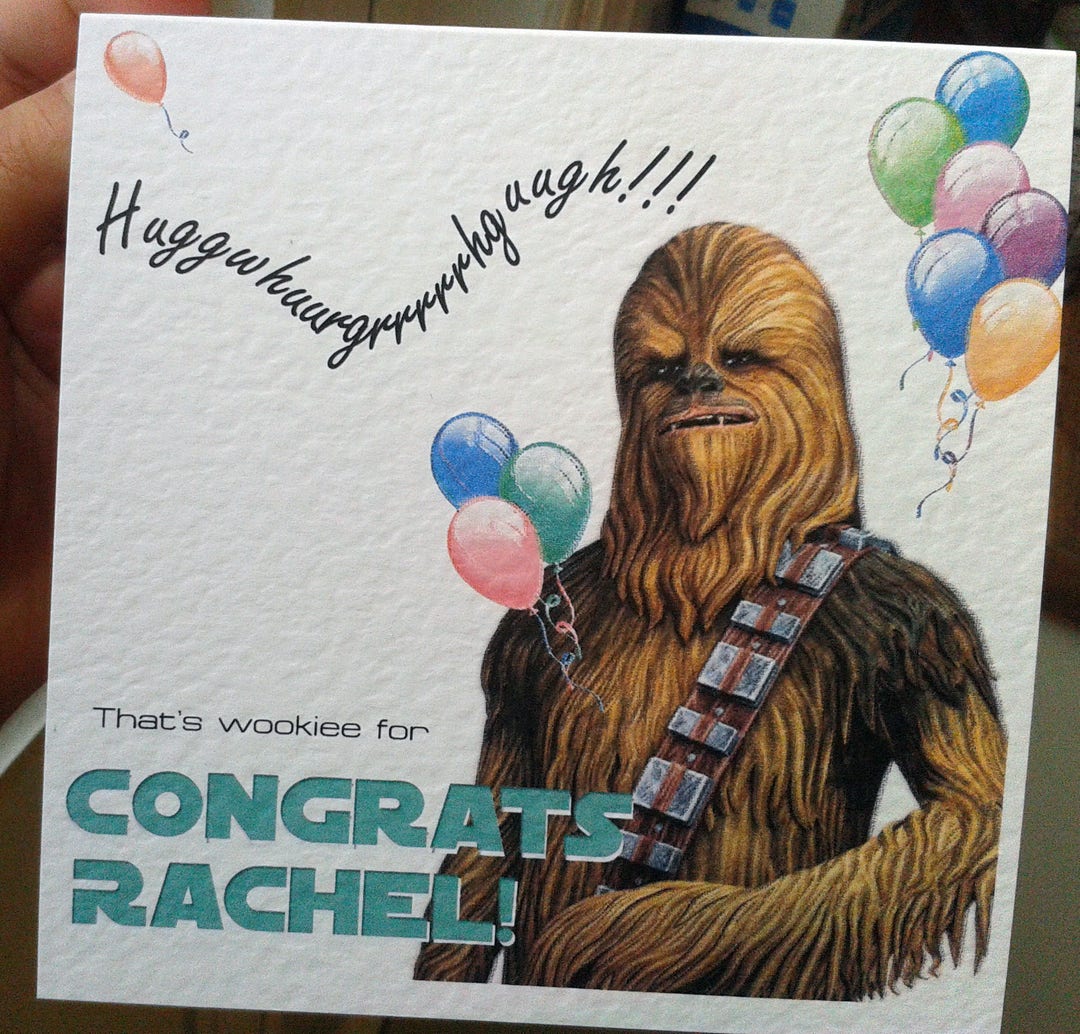 Handmade Personalised Star Wars Chewie Chewbacca Congratulations Card ...