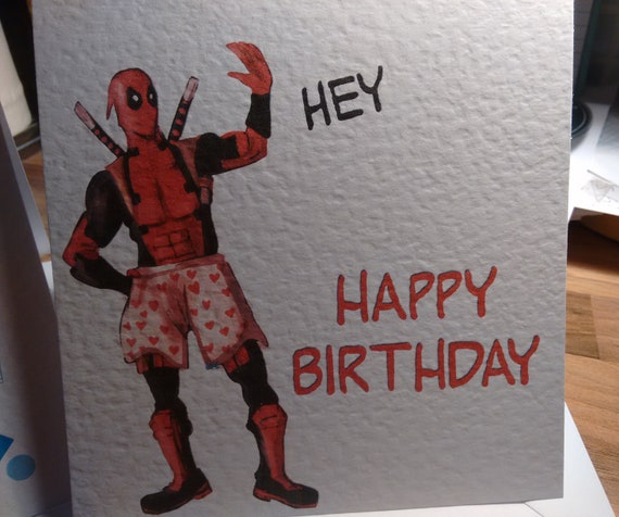 Deadpool Birthday Card Can Be Personalised : Drawn by - Etsy