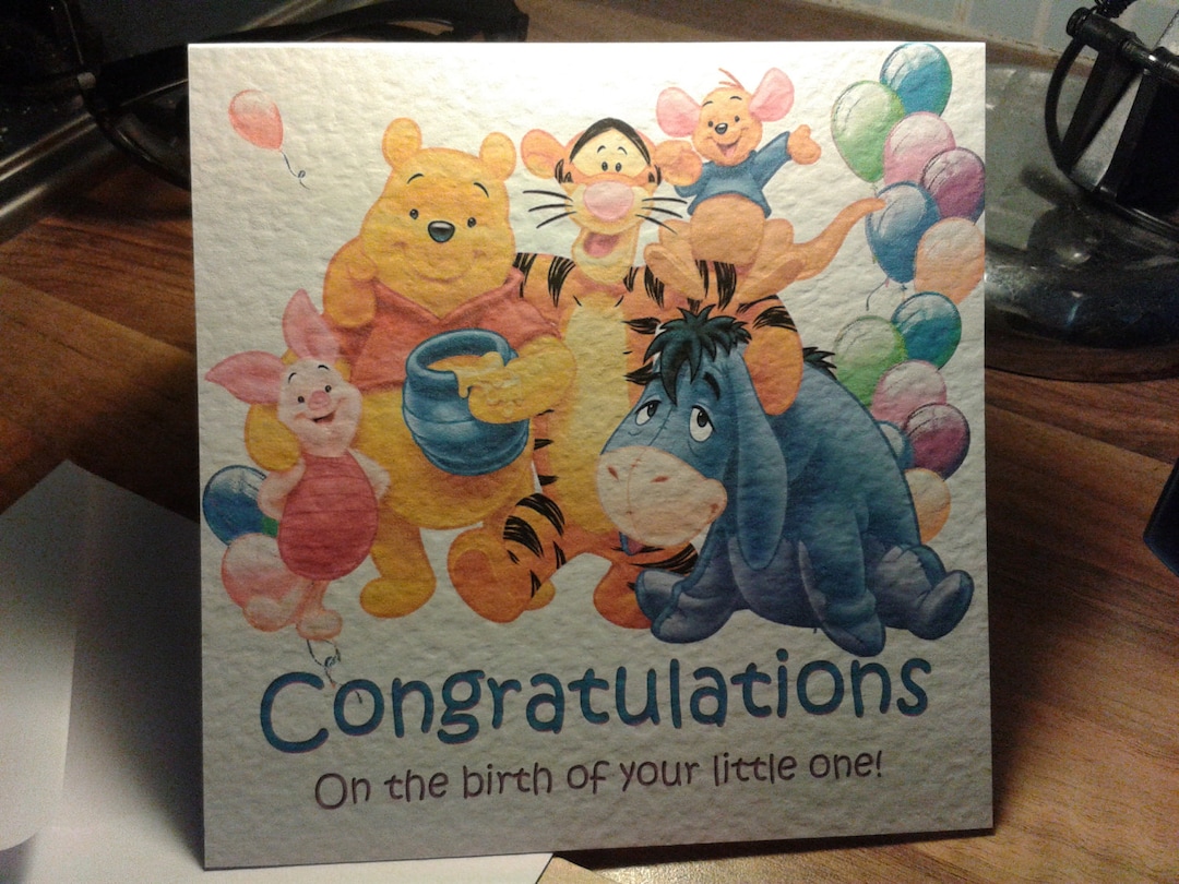 Handmade Winnie the Pooh Congratulations on the Birth of Your Baby Boy ...
