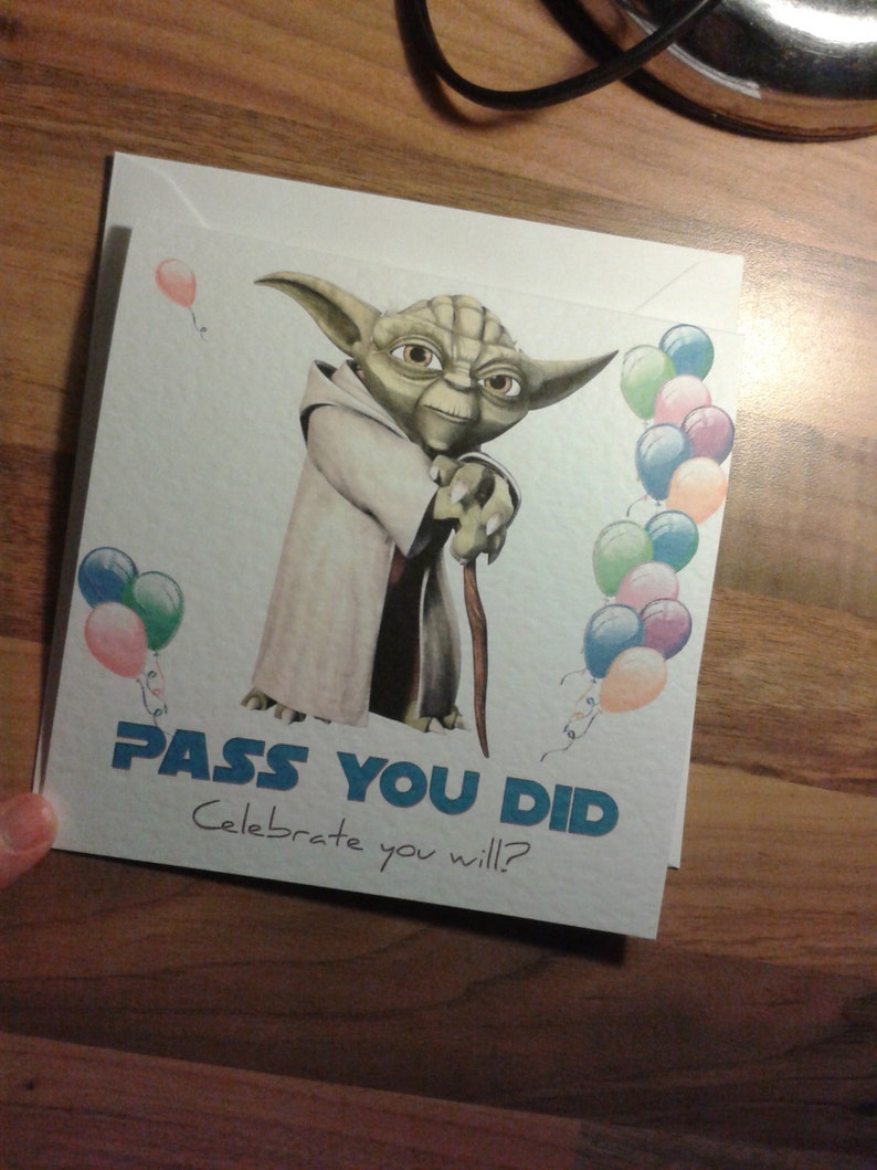Handmade Star Wars Yoda Congratulations Exams Driving Test Passed Card ...