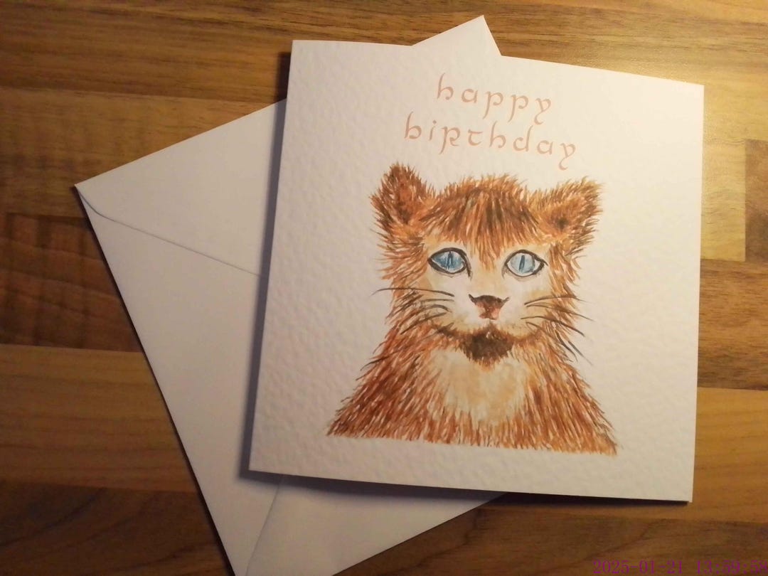 Cute Wildcat Birthday Card - From Watercolour by Commando Cornflakes - Etsy
