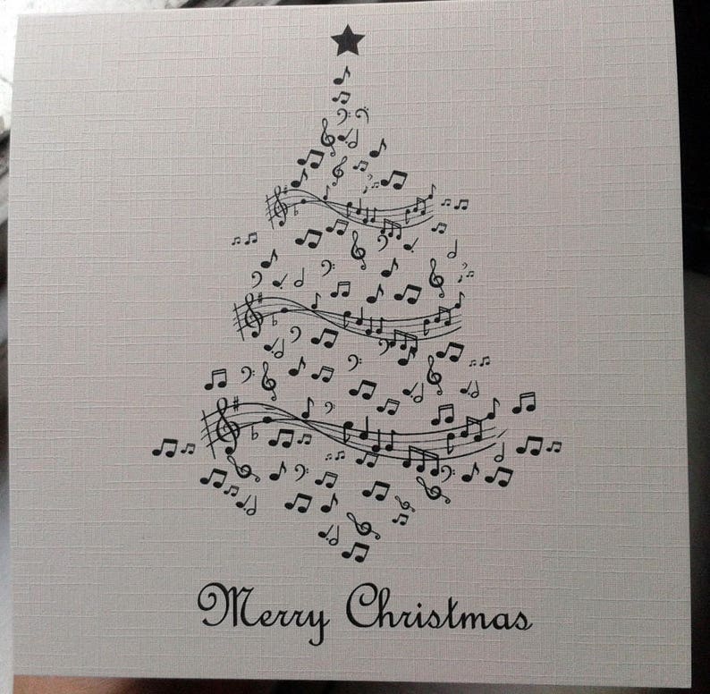 Handmade Musical Note Tree Christmas Card / Cards Linen - Etsy