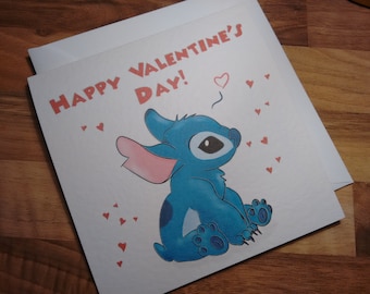 Stitch Valentines Day Card - Etsy